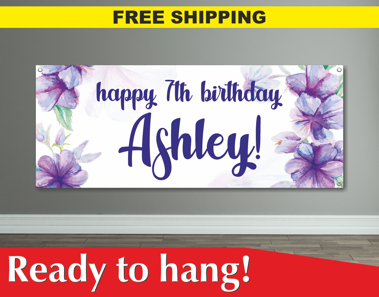 Happy 7th Birthday Vinyl Banner Custom Birthday Party Banner | Etsy