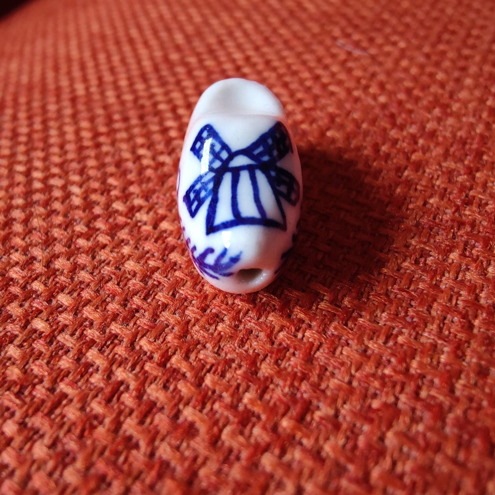 Beads in Delft Blue Ceramic Handmade Wooden Shoe, Cylinder or Round ...