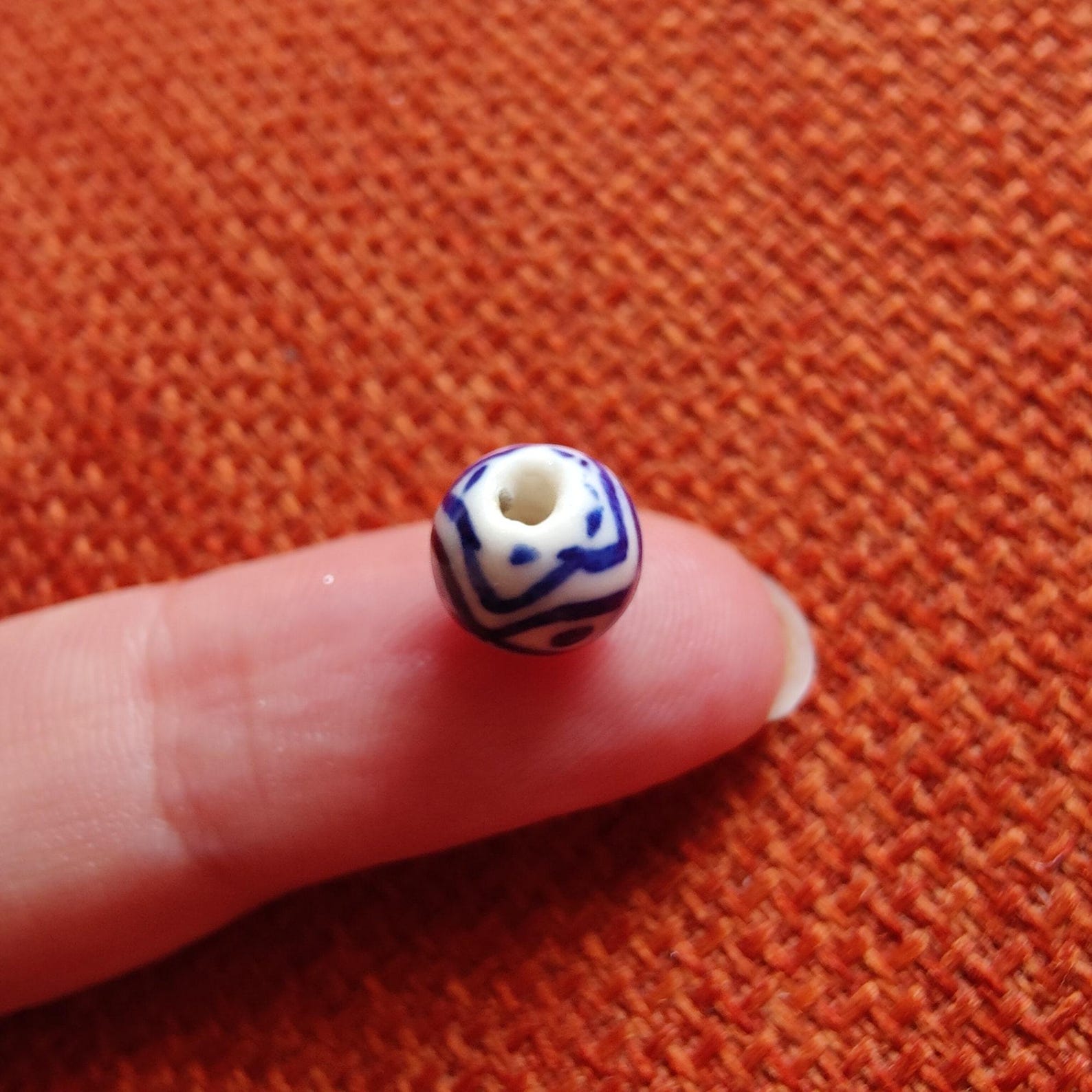 Beads in Delft Blue Ceramic Handmade Wooden Shoe, Cylinder or Round ...