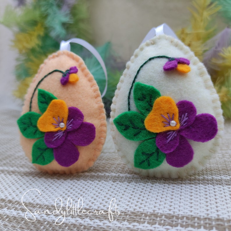 Easter Flower Egg Easter Tree Decor Easter Felt Ornament - Etsy