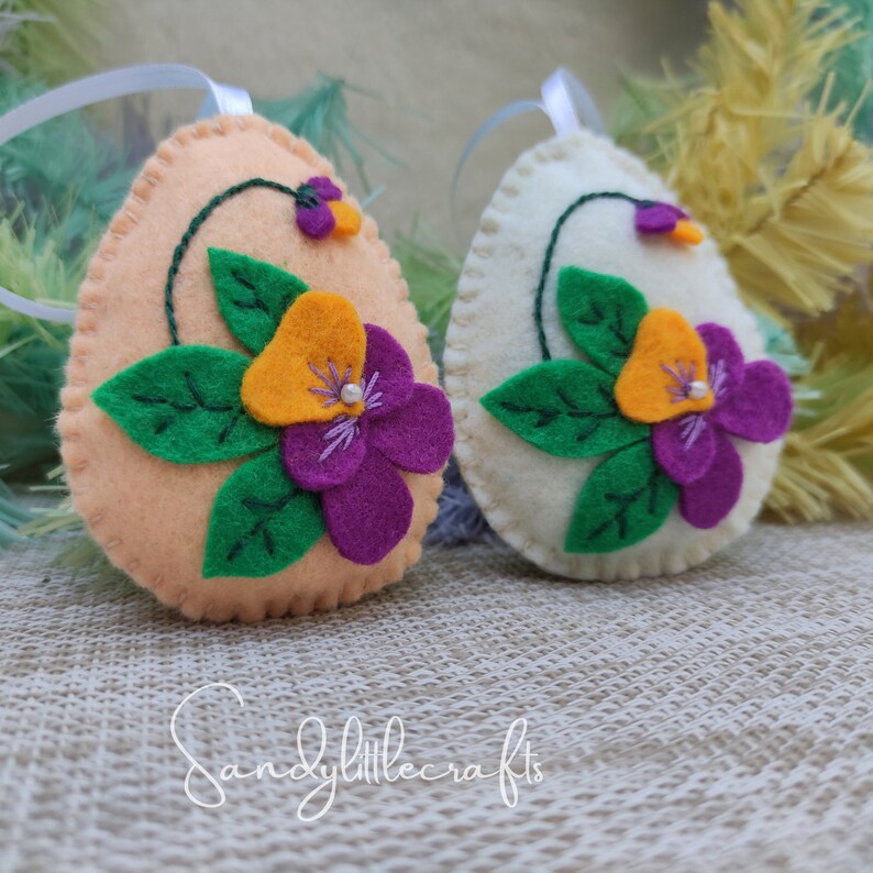 Easter Flower Egg Easter Tree Decor Easter Felt Ornament - Etsy