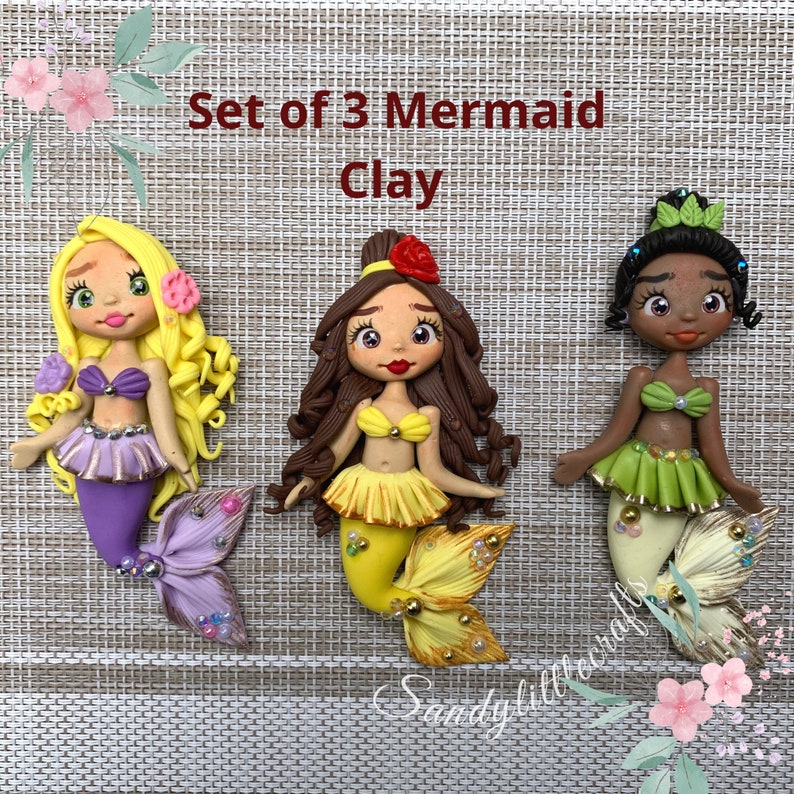 Mermaid Clay, Air Dry Mermaid, Bow Centerpiece, Clay Hair Bow Center ...