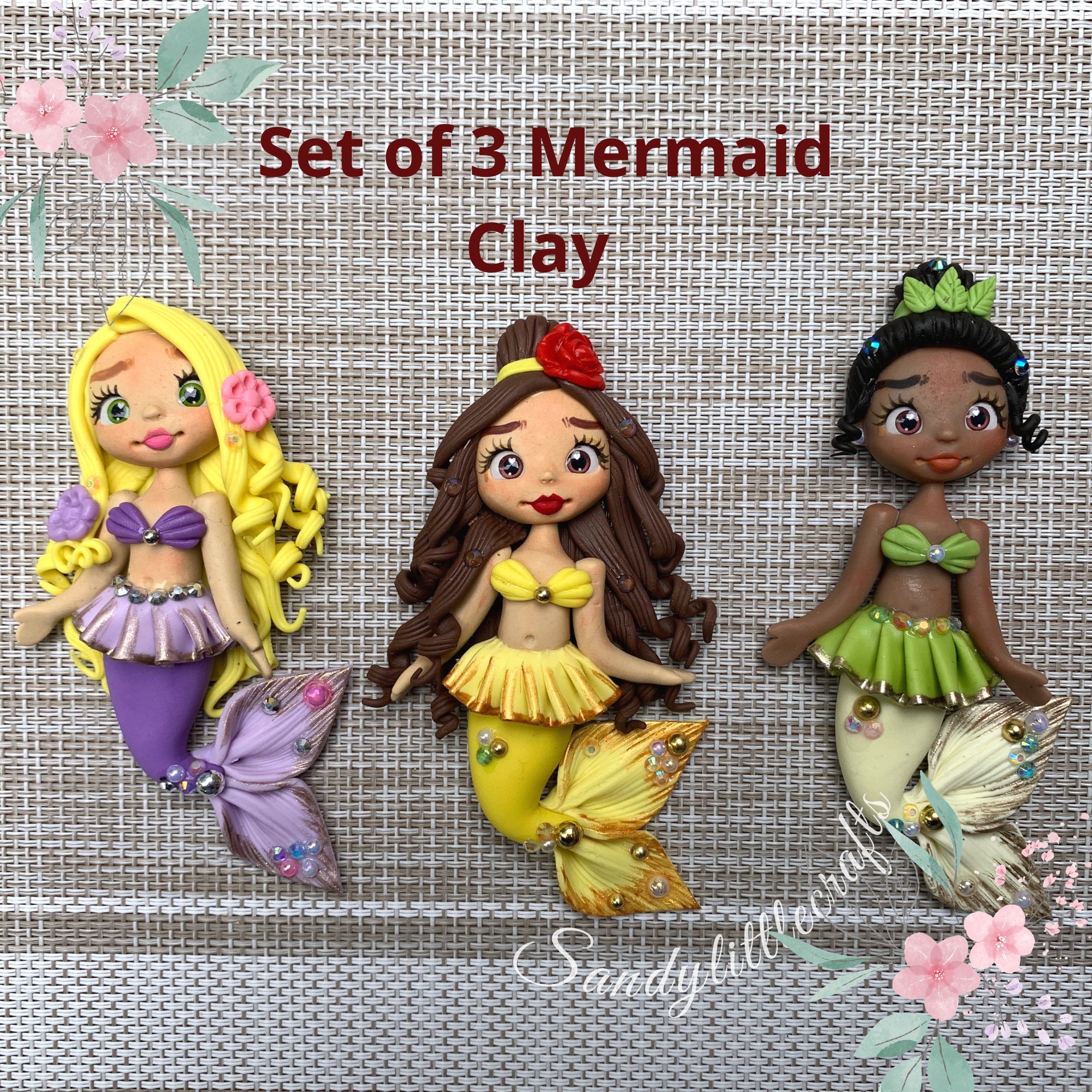 Mermaid Clay, Air Dry Mermaid, Bow Centerpiece, Clay Hair Bow Center ...