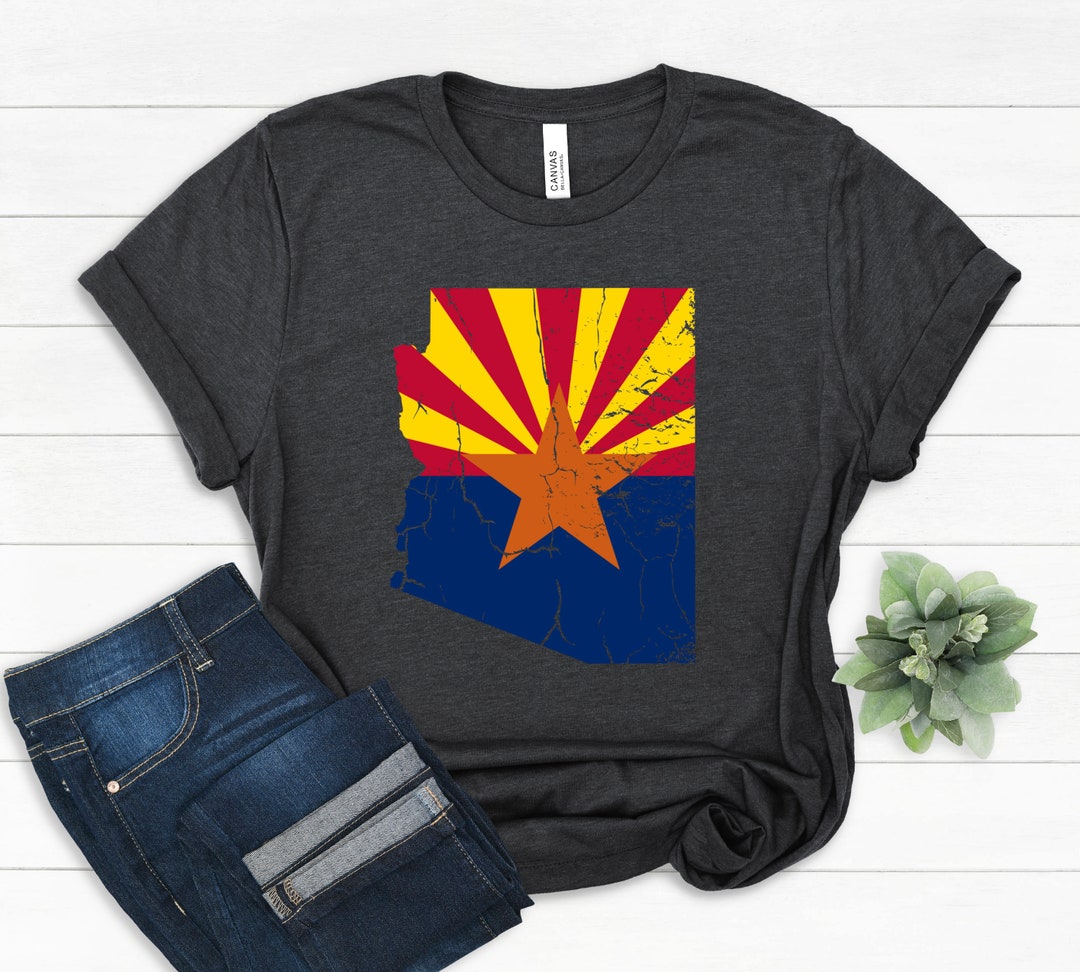 Distressed Arizona Flag T-shirt: Retro State Map Design - Etsy