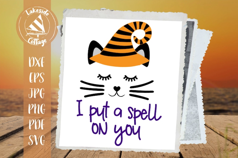 Halloween Cat Face With Witch Hat I Put a Spell on You Trick - Etsy