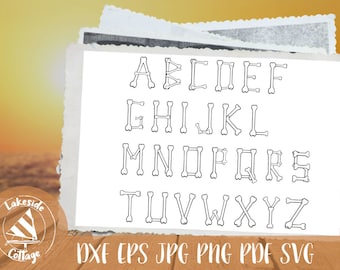 BONES Font Svg Dxf Eps Png TTF Bones Letters Halloween - Etsy