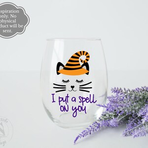 Halloween Cat Face With Witch Hat I Put a Spell on You Trick - Etsy