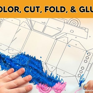 3D Foldable Paper Car- Printable Download - Color, Cut, Fold, & Glue ...