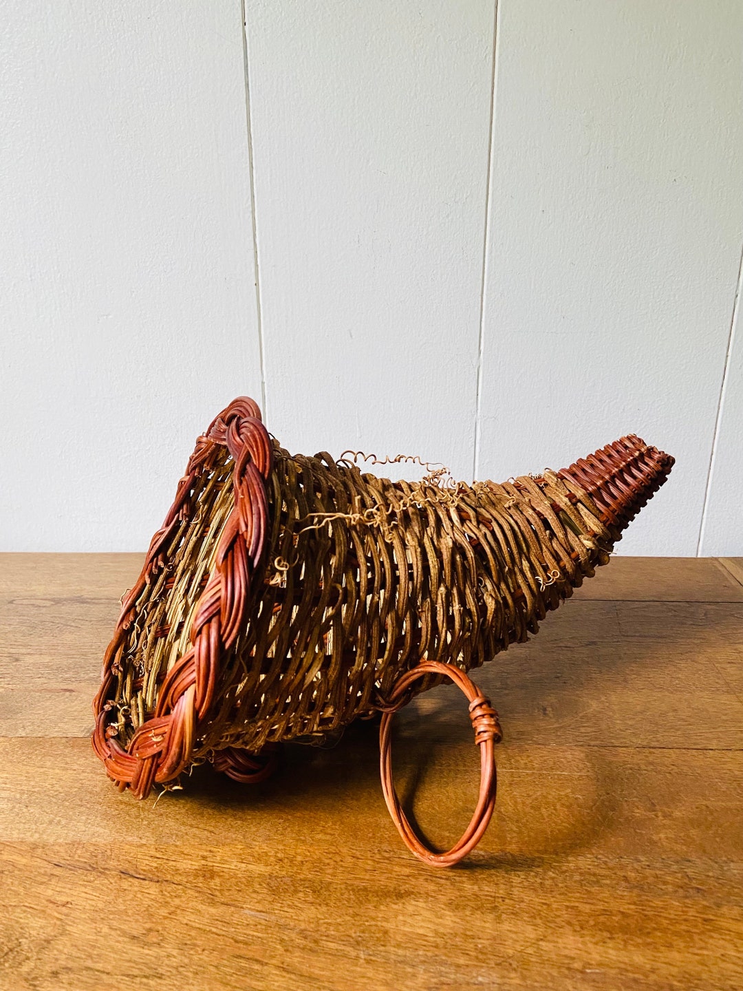 Cornucopia/ Vintage Horn of Plenty/ Wicker Horn Shaped Basket - Etsy