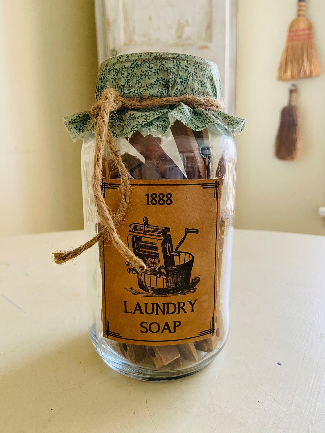 Mason Jar With Clothespins/ Primitive Inspired/vintage Clothespins ...