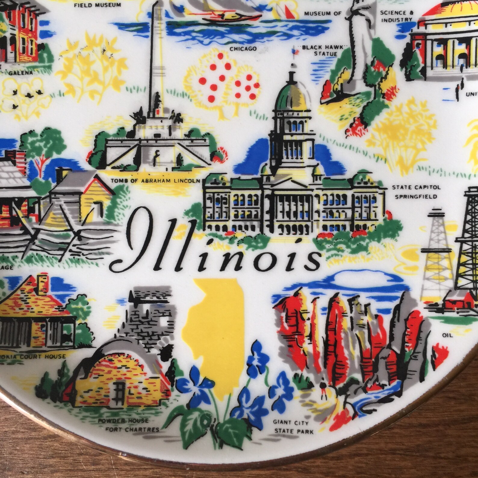 ILLINOIS Vintage Illinois Souvenir Plate State Plate | Etsy