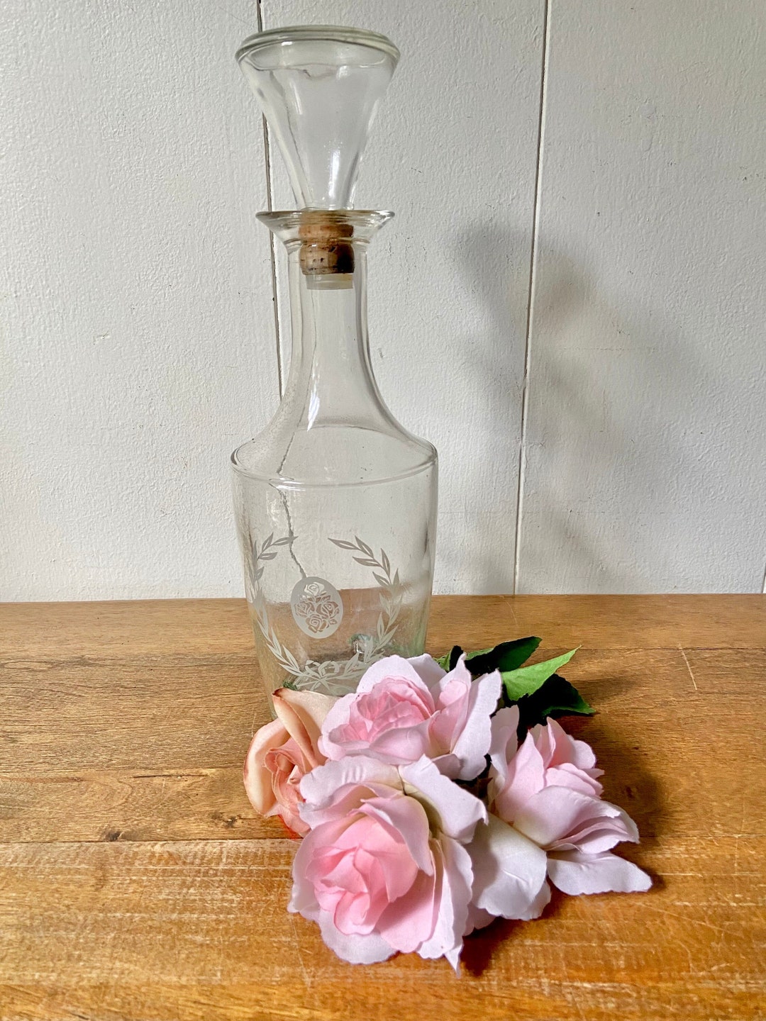 1963 Four Roses Whiskey Decanter/ Vintage Clear Glass Bottle/ Unique ...