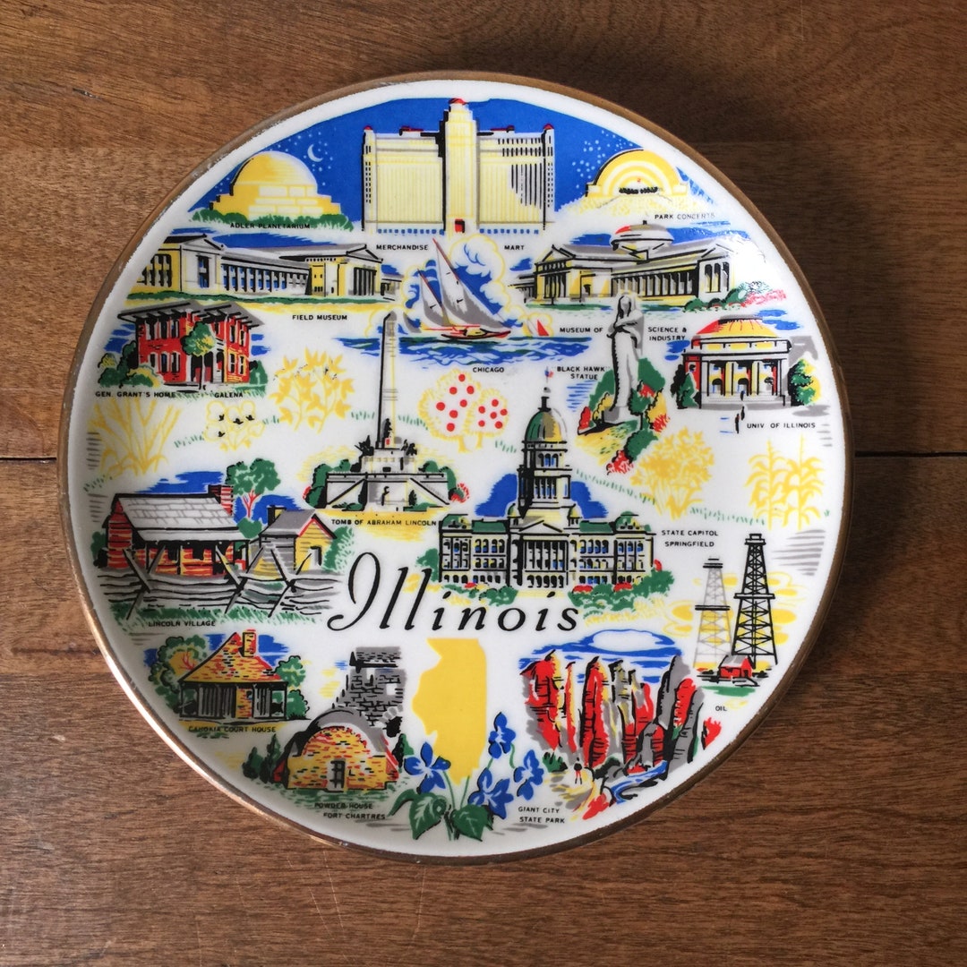 ILLINOIS, Vintage Illinois Souvenir Plate, State Plate, Collectible ...