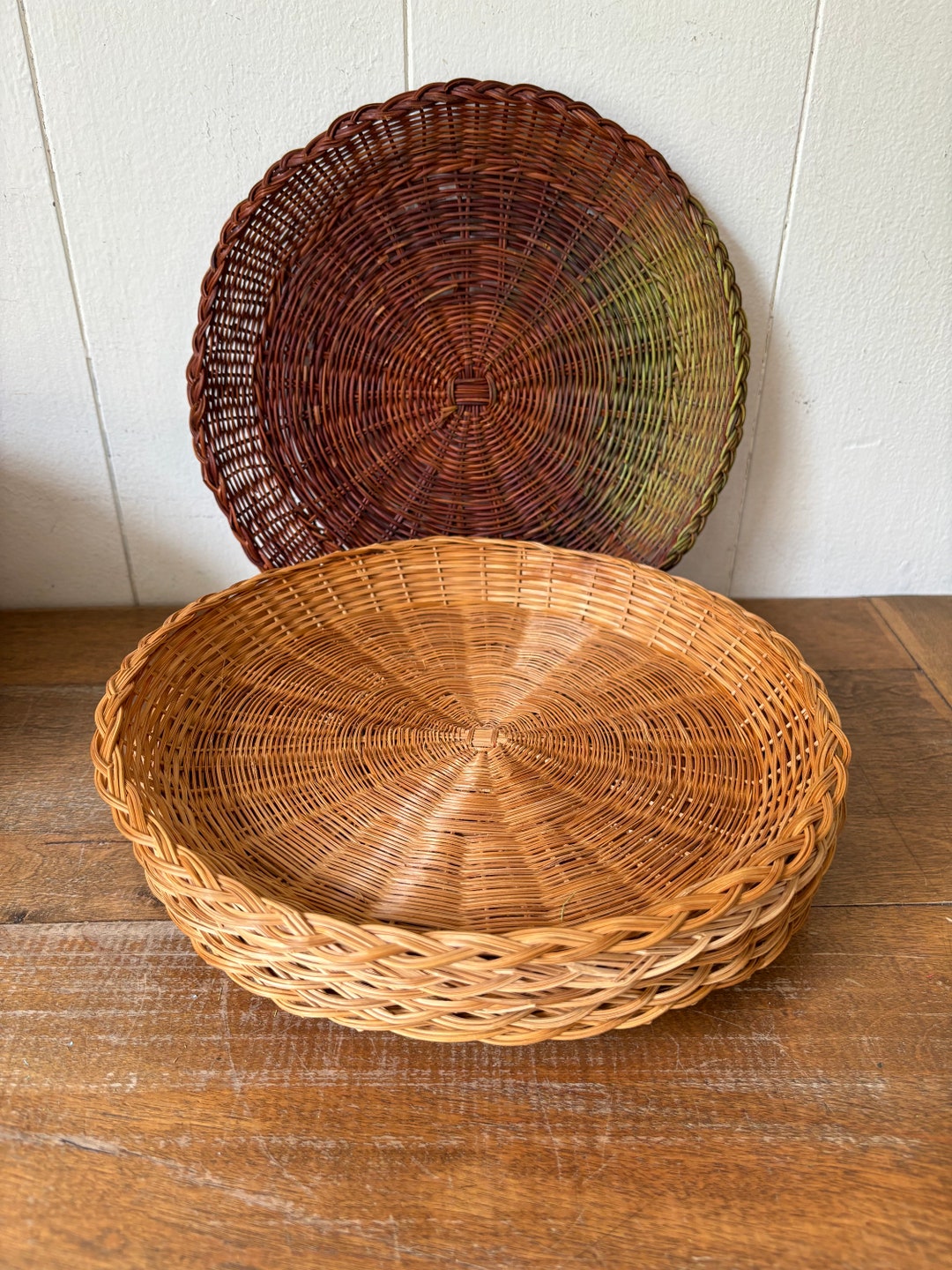 Vintage Wicker Paper Plate Holders/ Paper Plate Baskets / Set of 5 ...