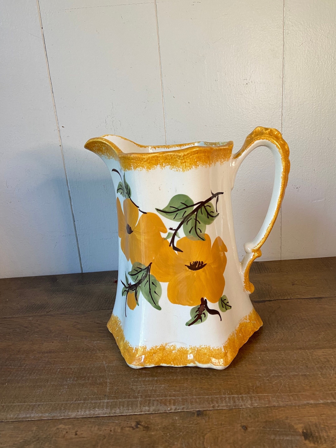 Floral Decorative Pitcher/vintage Hand Painted Pitcher/ Cash Family/ U ...