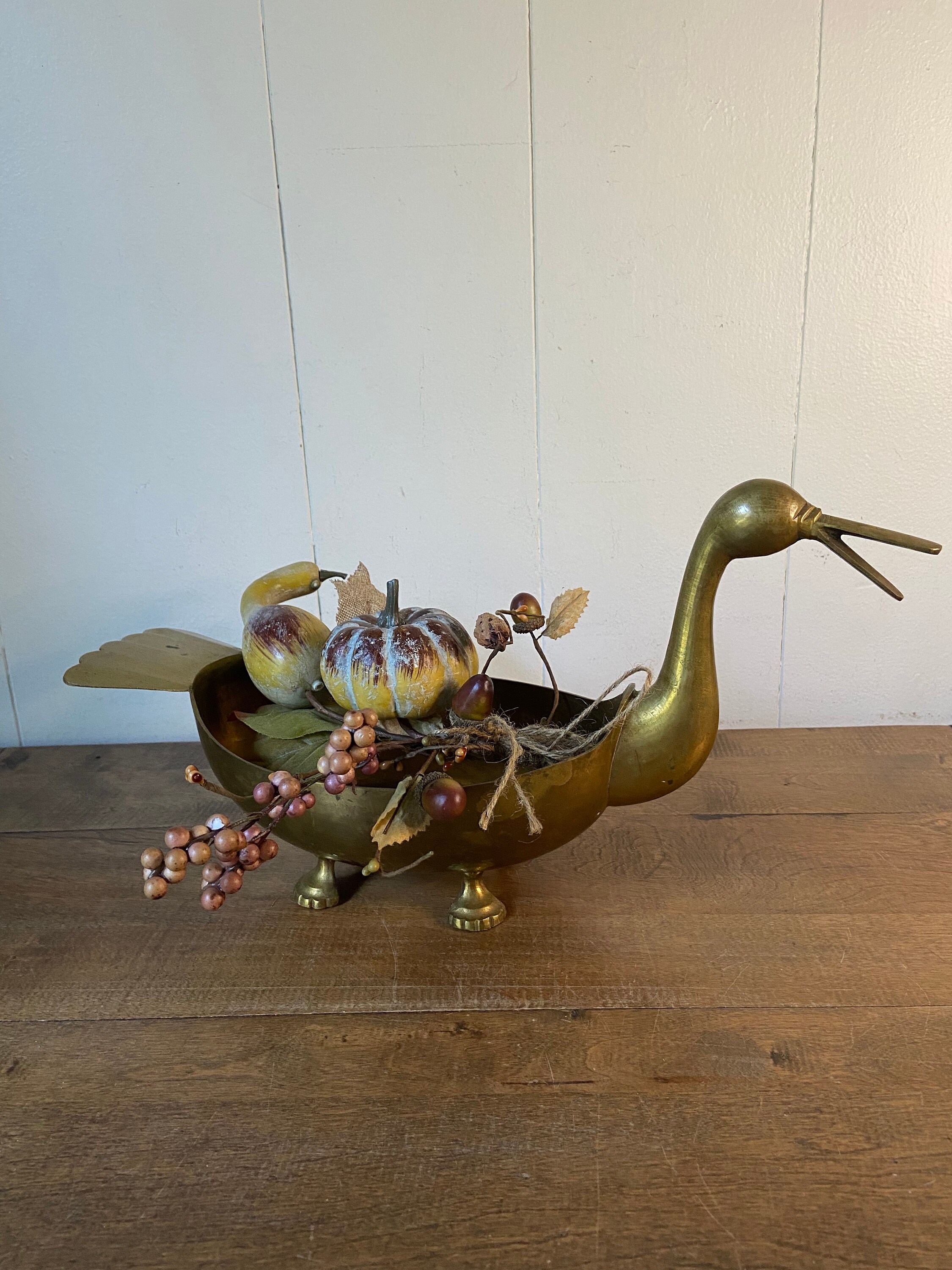 Large Brass Duck Bowl/ Vintage Brass Bowl/ 4 Footed Duck | Etsy