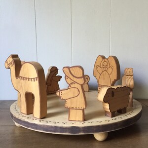 Vintage Nativity Set, Wooden Circular Nativity Scene, Christmas ...