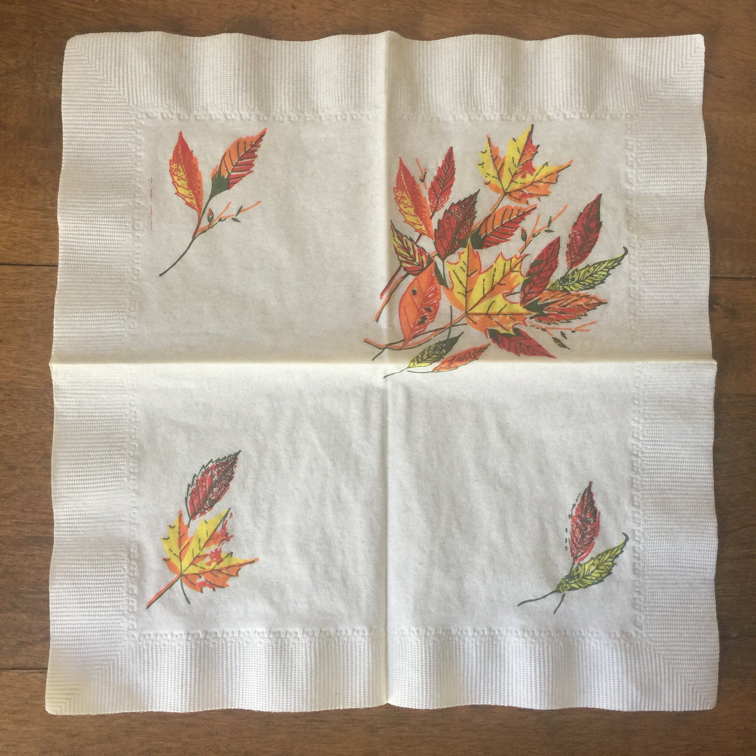 Fall Cocktail Napkins/ Vintage Fall Leaves Cocktail Napkins/ | Etsy