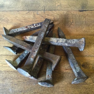 Antique/vintage Railroad Spikes, Blacksmith Rr/train Track Plate Nails ...