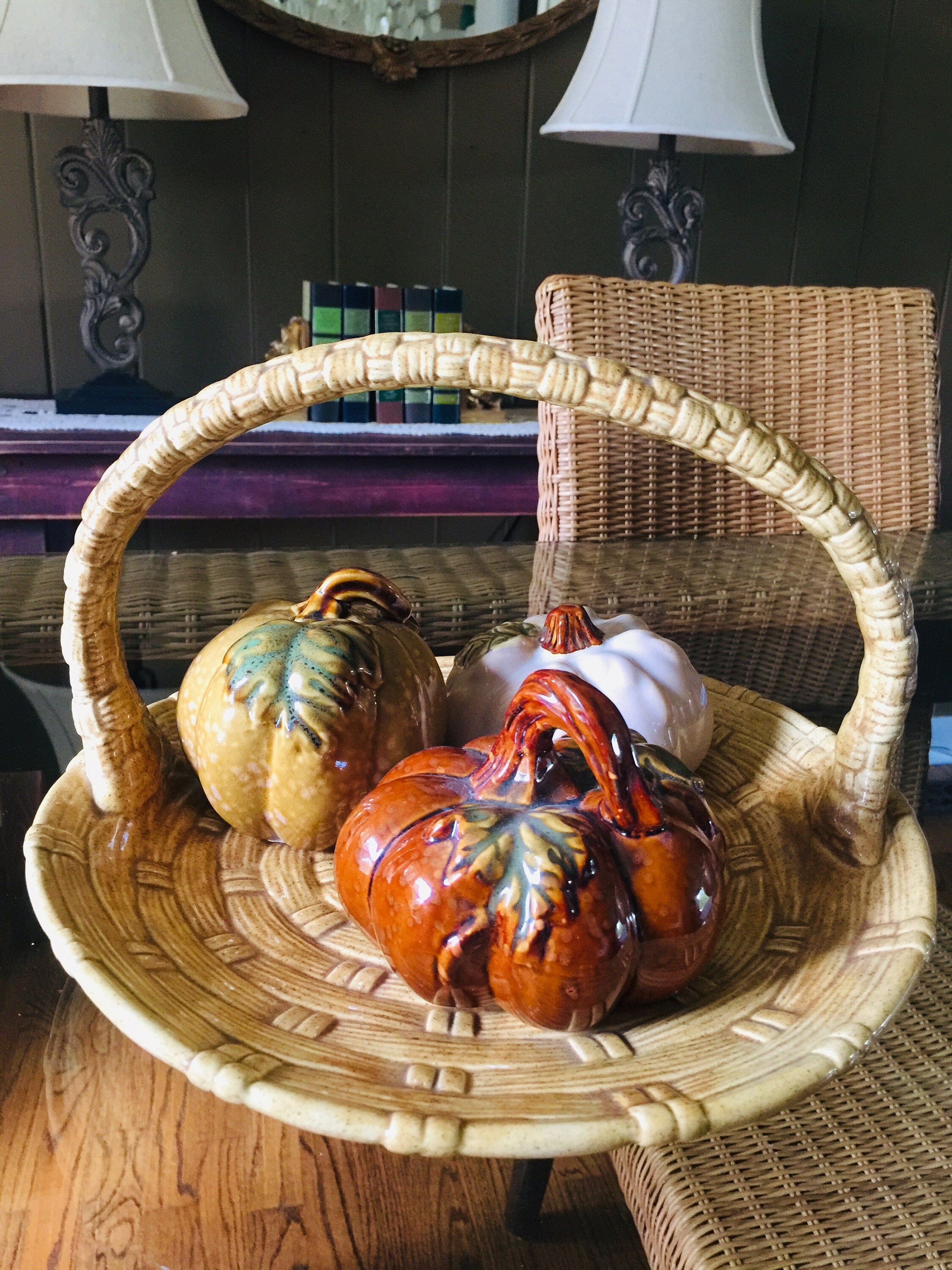 1970s/ Vintage Atlantic Mold Ceramic Basket/ Home Decor Decorative ...