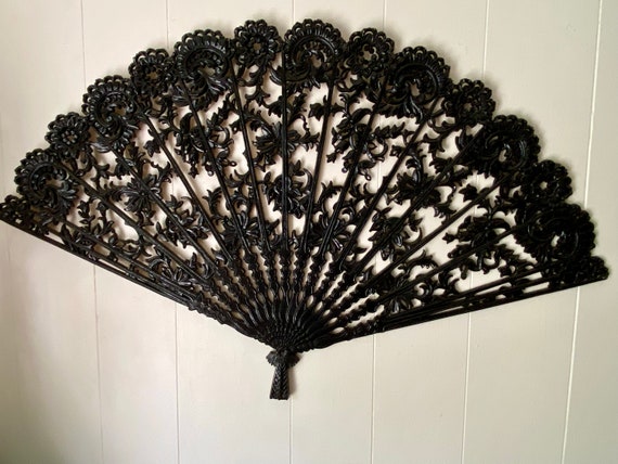 Extra Large Black Fan/vintage Decorative Fan/wall Decor/ 4402 - Etsy