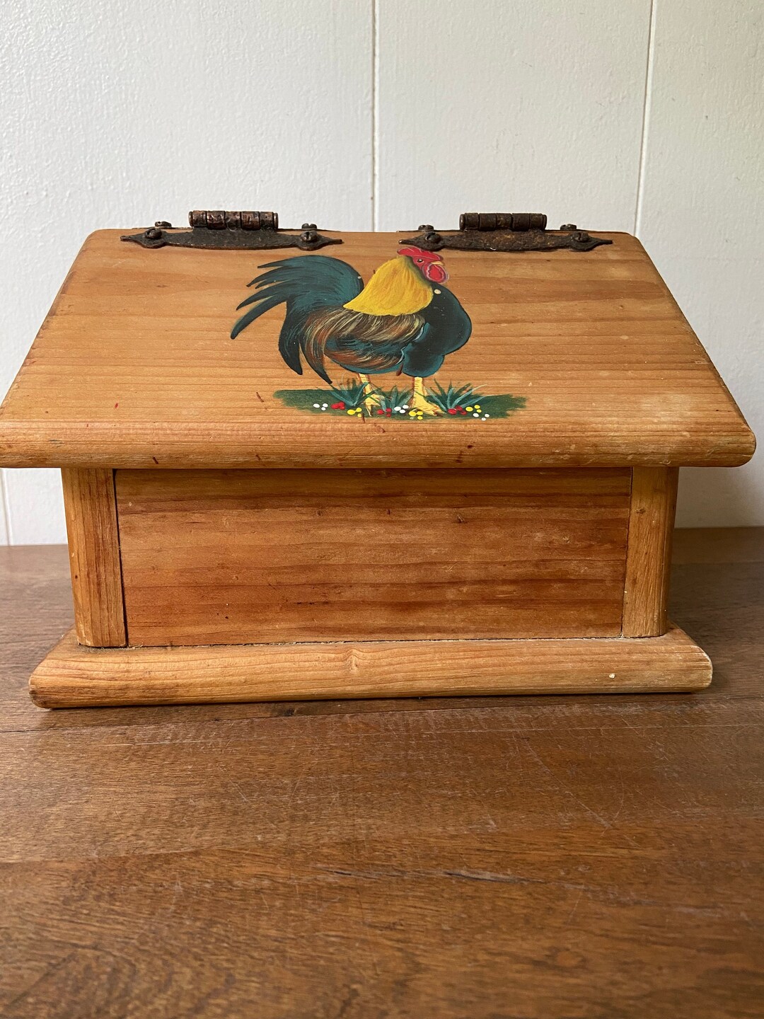 Vintage Wooden Recipe Box/ Recipe Storage/ Rooster Decor - Etsy