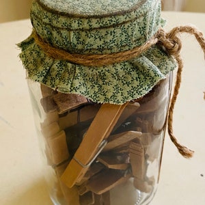 Mason Jar With Clothespins/ Primitive Inspired/vintage Clothespins ...