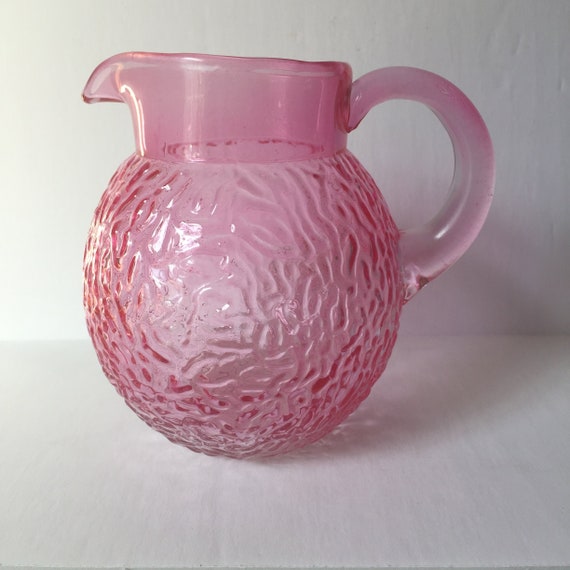 1980s Teleflora Gifts Pitcher/ Pink/ Textured Glass Pitcher - Etsy
