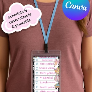 Teacher Lanyard Schedule Cards: Editable Printable ID (pdf/canva ...