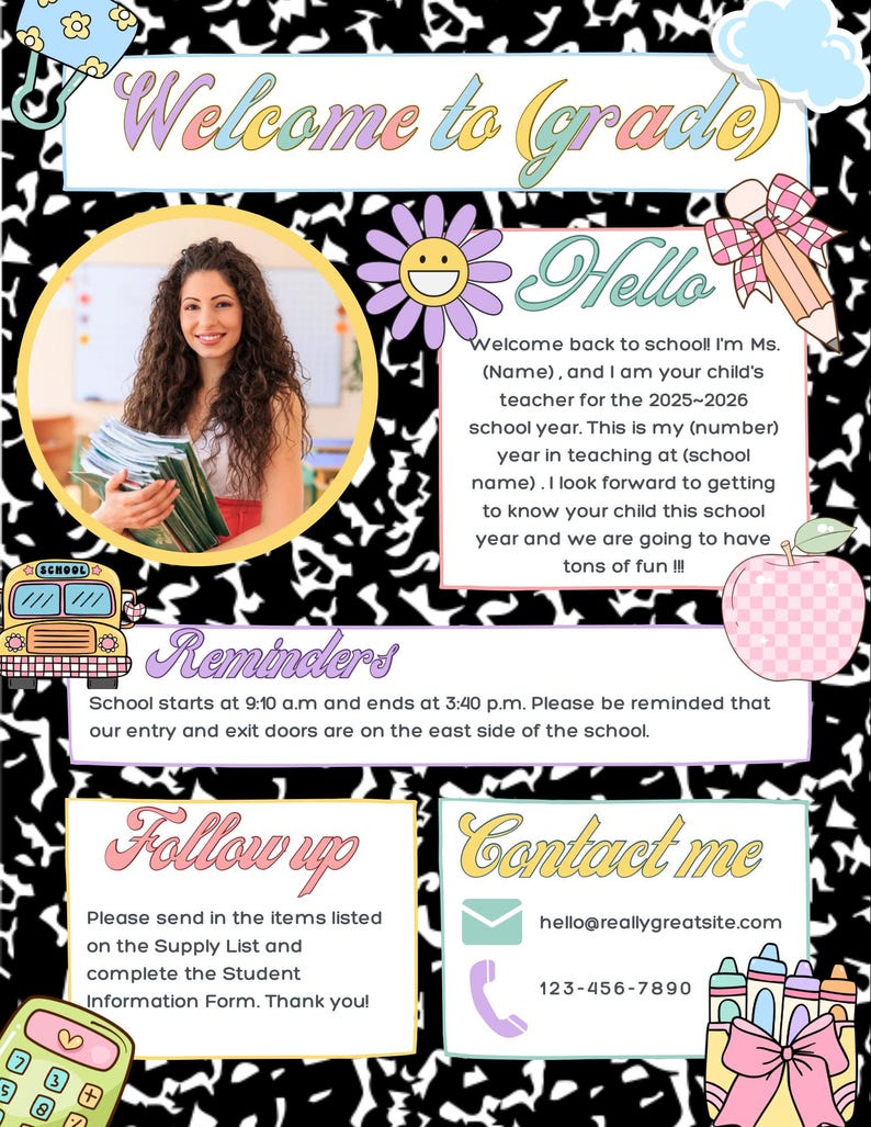 Editable Welcome Letter Template for Teachers | Back to School ...