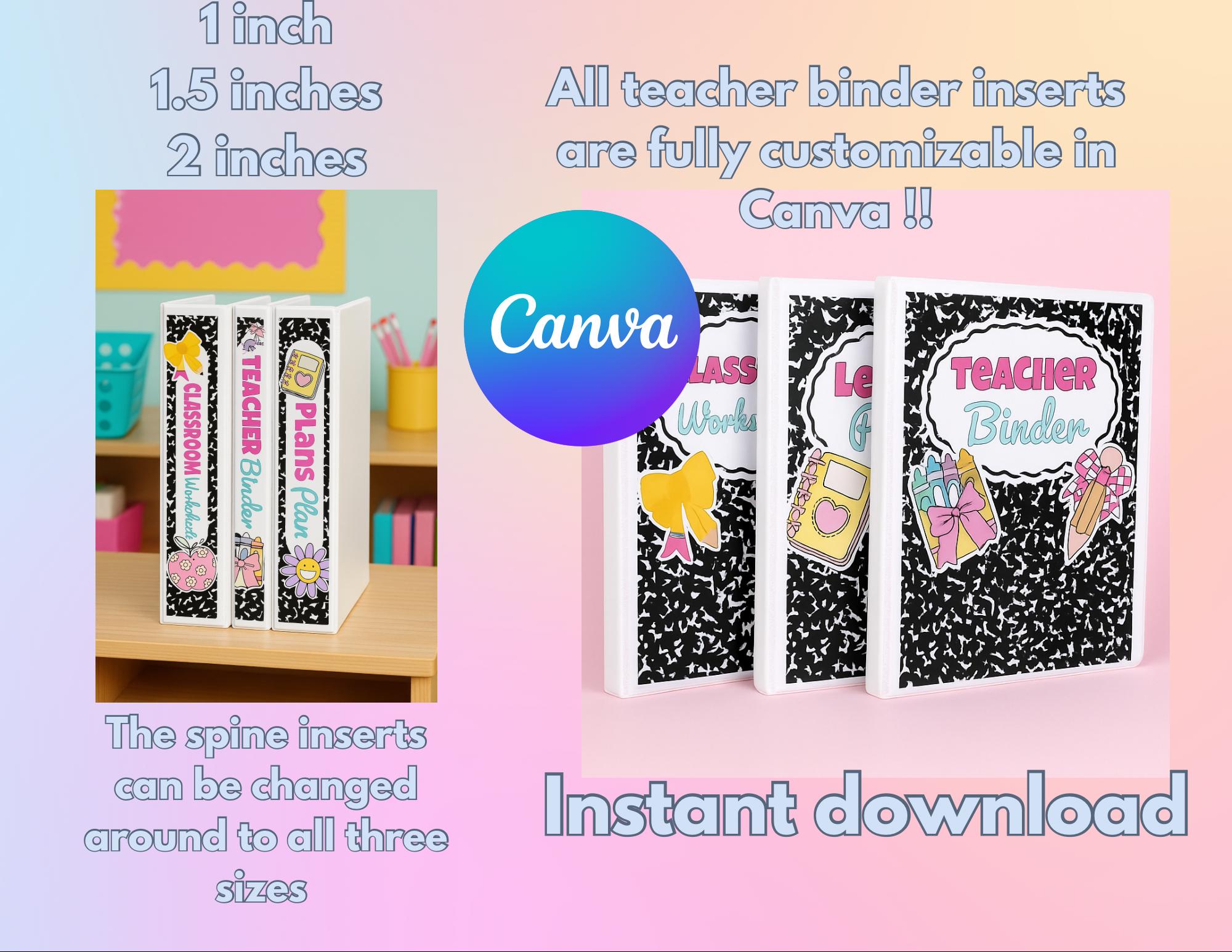 Cute Teacher Binder Covers & Spine Inserts Bundle | Printable Binder ...