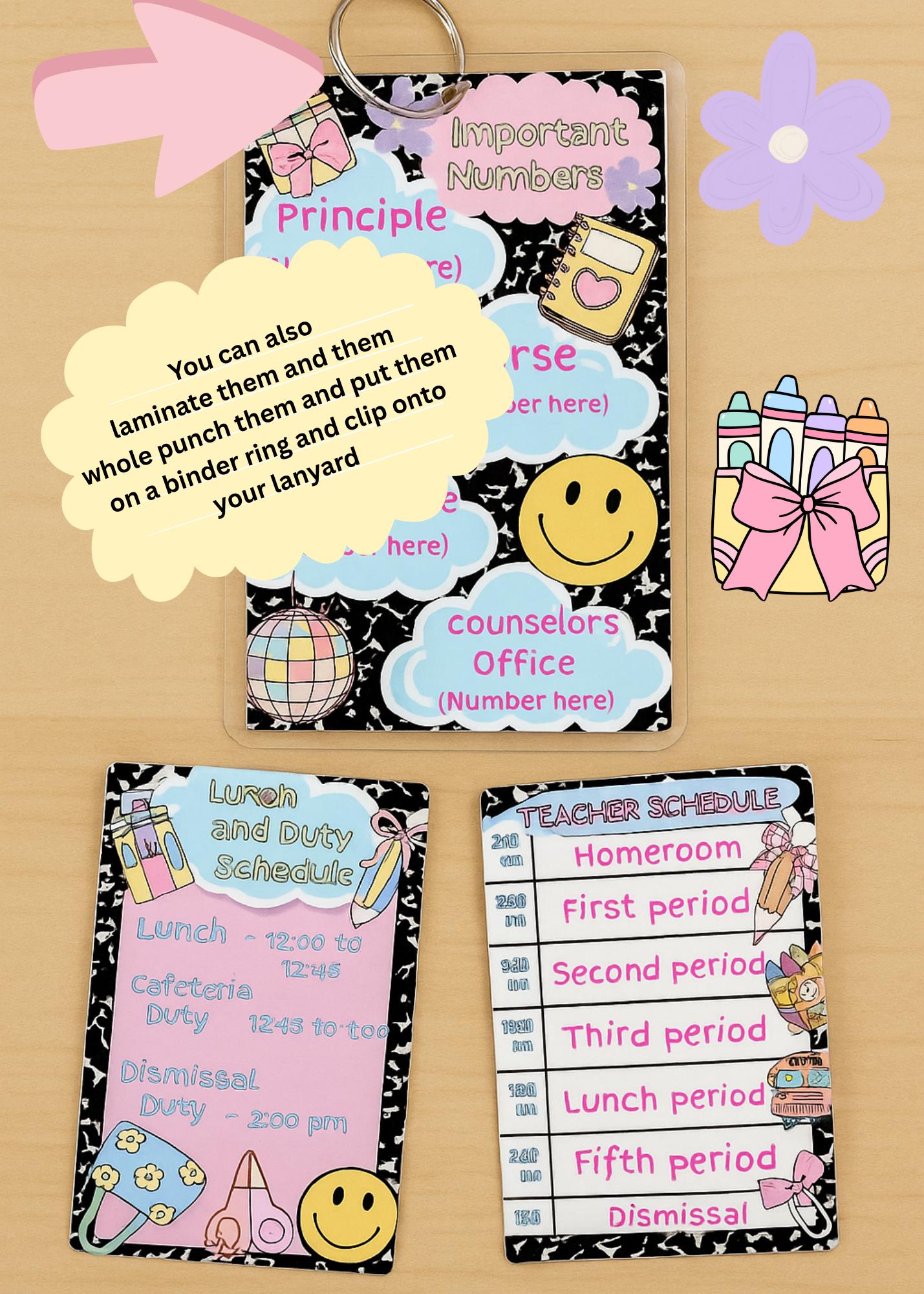 Teacher Lanyard Schedule Cards: Editable Printable ID (pdf/canva ...
