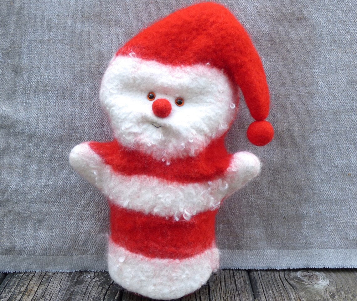 Santa Hand Puppet Wet Felted Santa Christmas Gift Handmade - Etsy