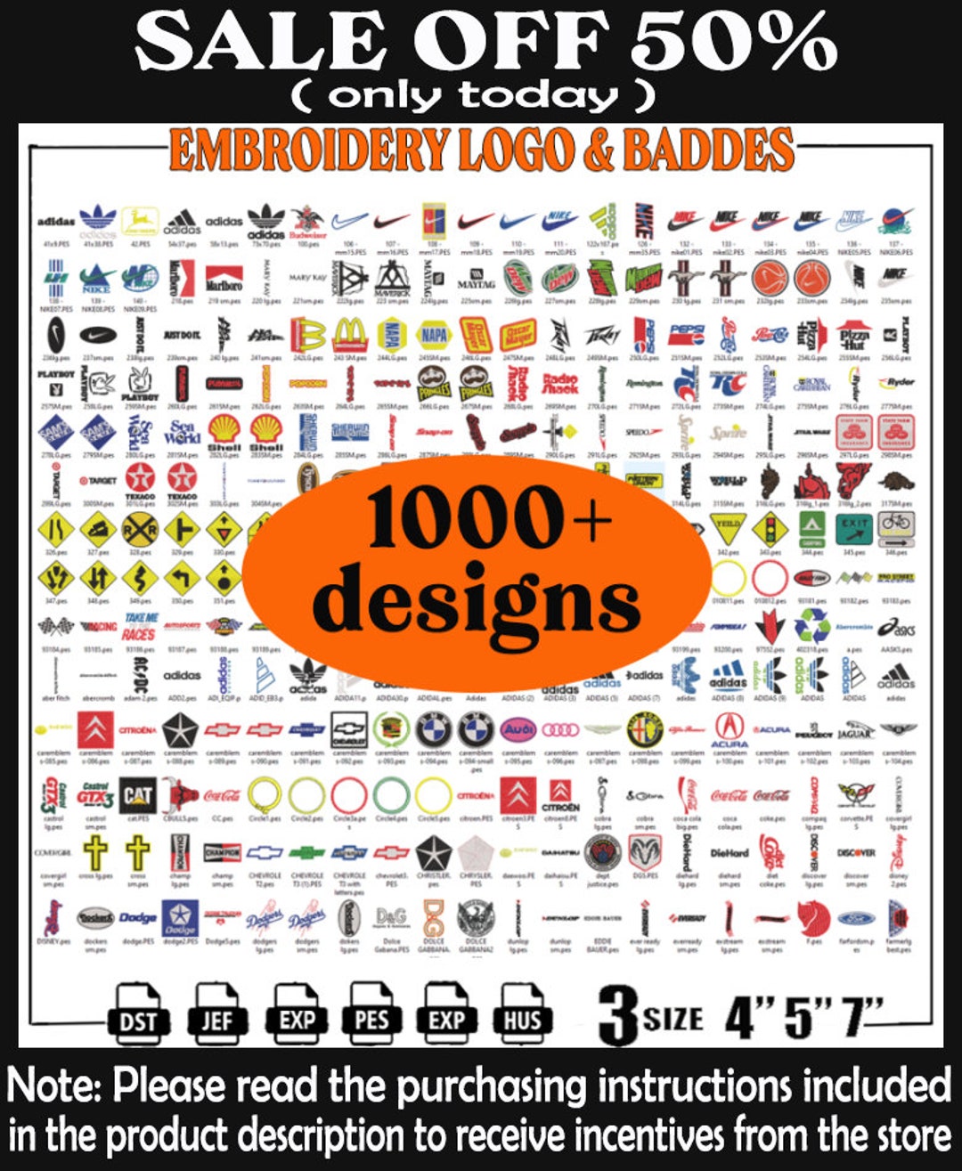 1000 Logos & Badges Embroidery Design Bundle, Fashion Brand Embroidery ...