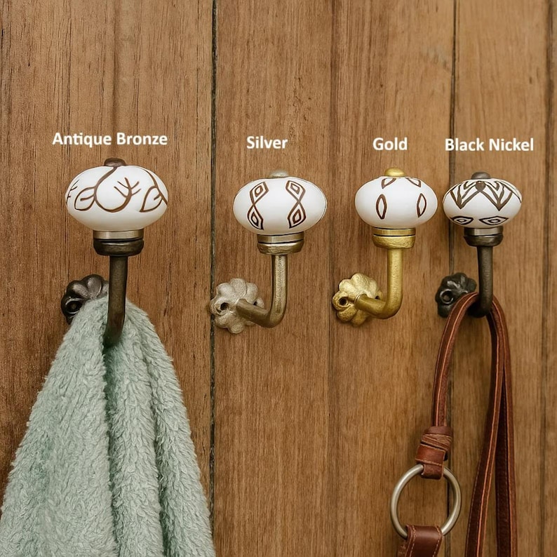 Ceramic Curtain Tieback Hook - Geometric Brown Pattern, Boho Drapery ...