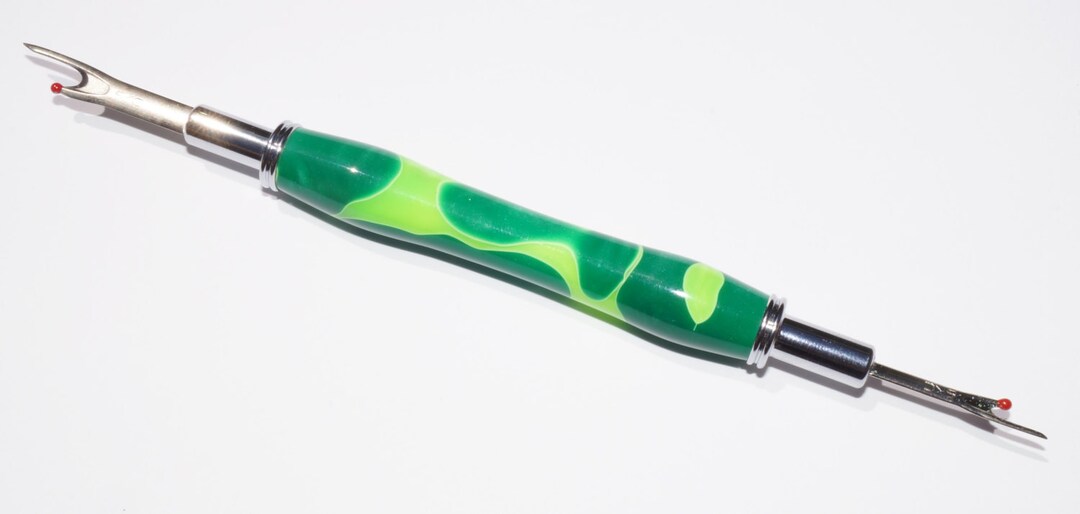 Acrylic Seam Ripper Light and Dark Green SWIRL Hand Turned, Sanded, and ...