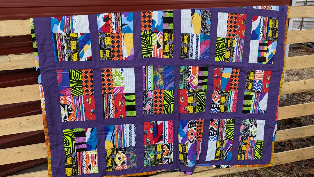 Scrappy Retro 90's Quilt - Etsy
