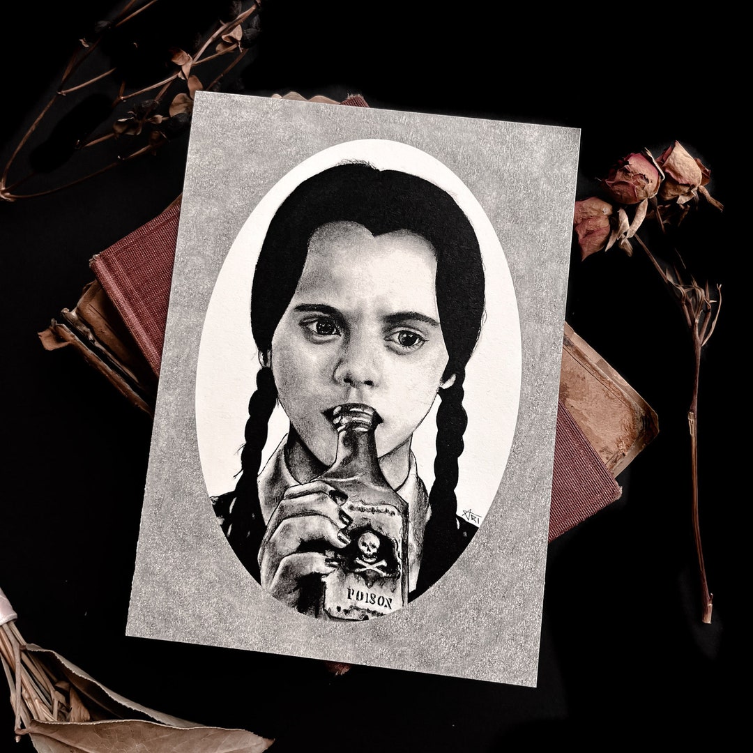 Wednesday Addams Drawing Print | Art Print | Dark Decor | Witchy Decor ...