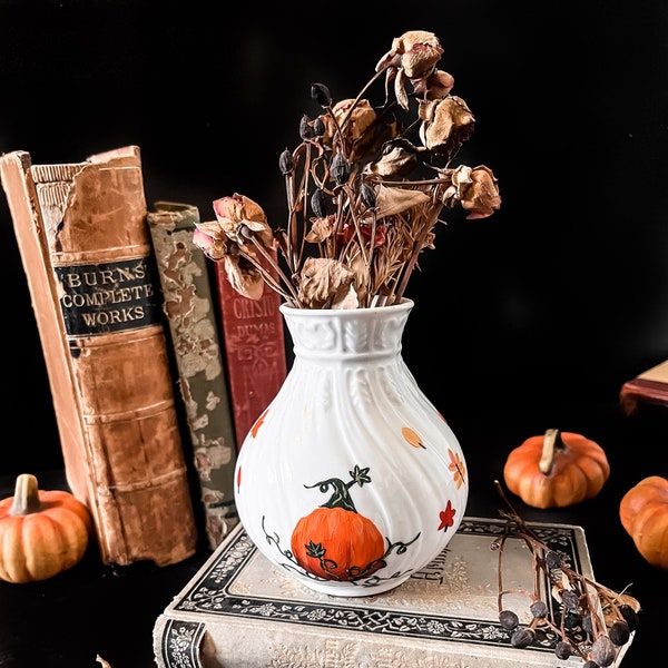 White Ceramic Pumpkin Vase - Etsy