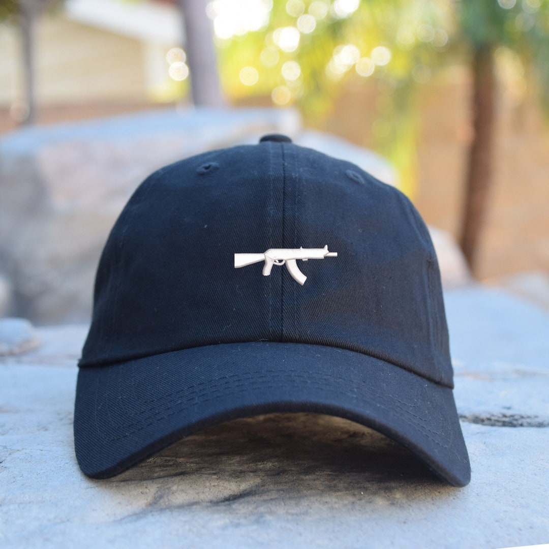 Machine Gun Weapon Embroidered 6 Panel Unstructured Adjustable Cotton ...