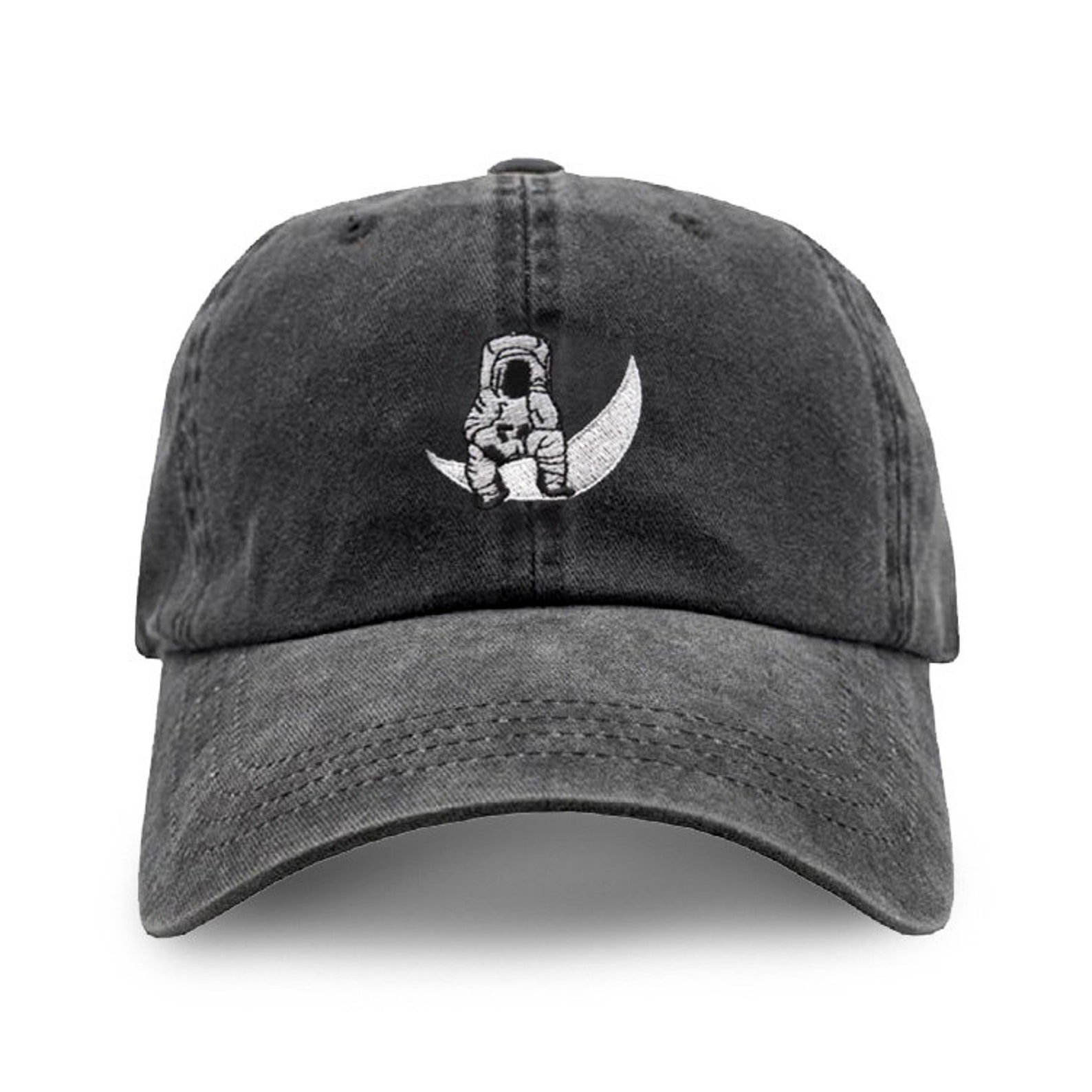 Man on the Moon Embroidered Logo Pigment Dyed Cotton Washed Adjustable ...
