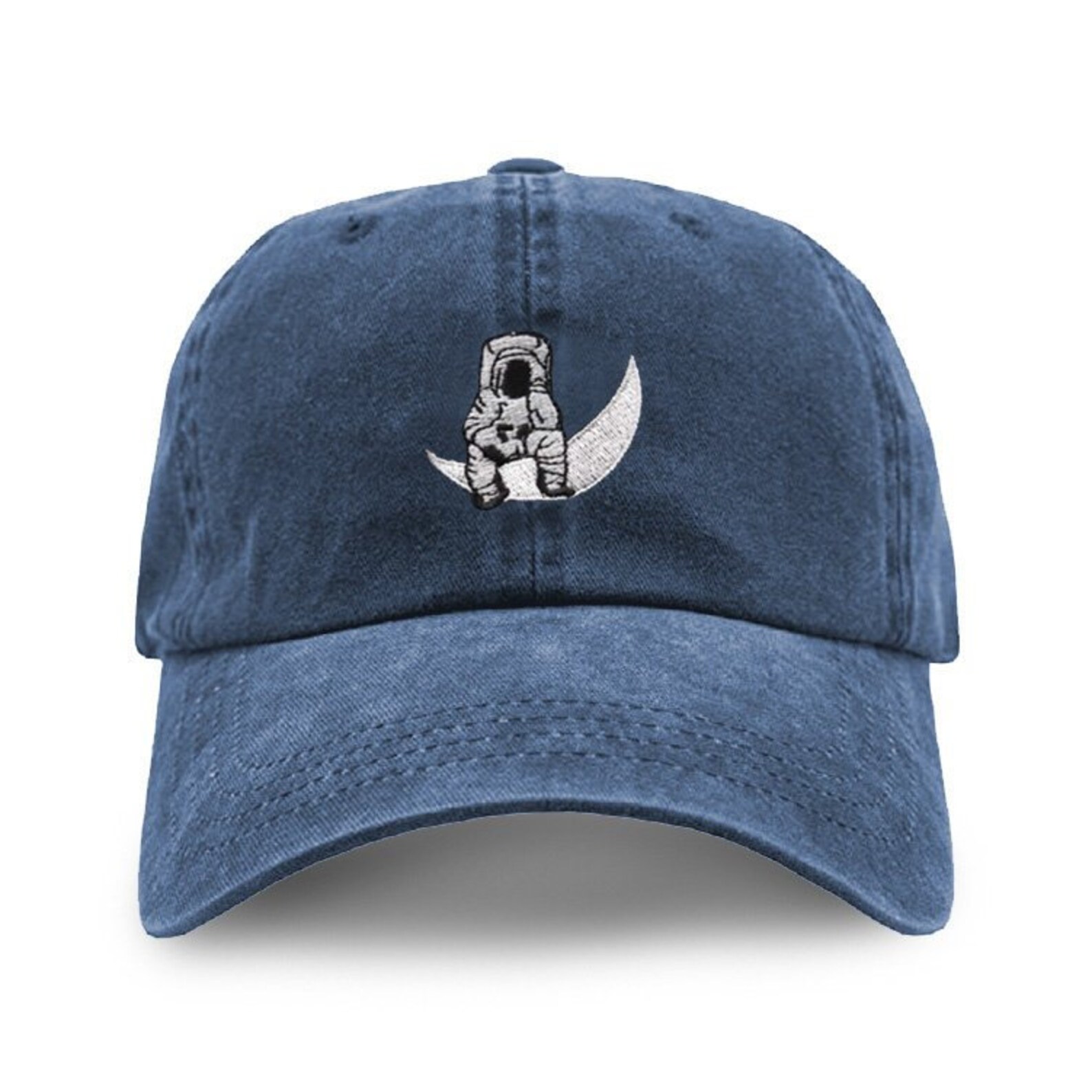 Man on the Moon Embroidered Logo Pigment Dyed Cotton Washed Adjustable ...