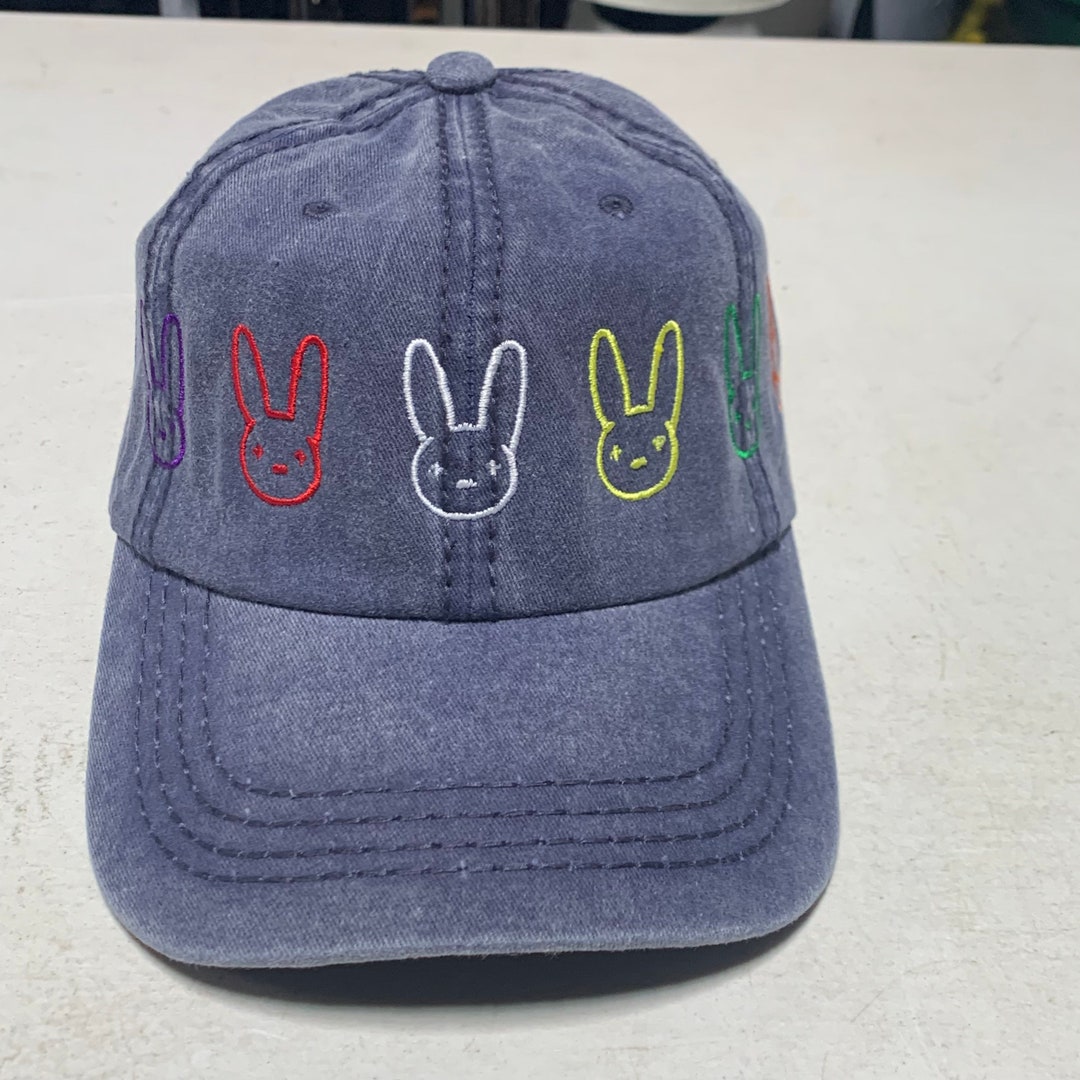 Bad Bunny Embroidered Multi Color Rabbit Pattern 6 Panel Unstructured ...