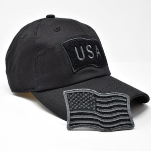 USA Hook and Loop American Flag Front Patch Adjustable Baseball Cap ...