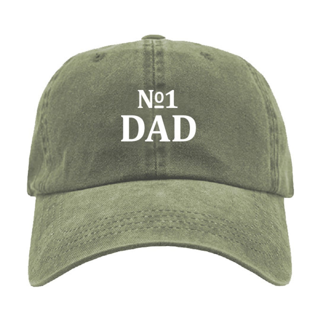 Number 1 Dad Fathers Day Embroidered Cotton Washed Adjustable Baseball ...