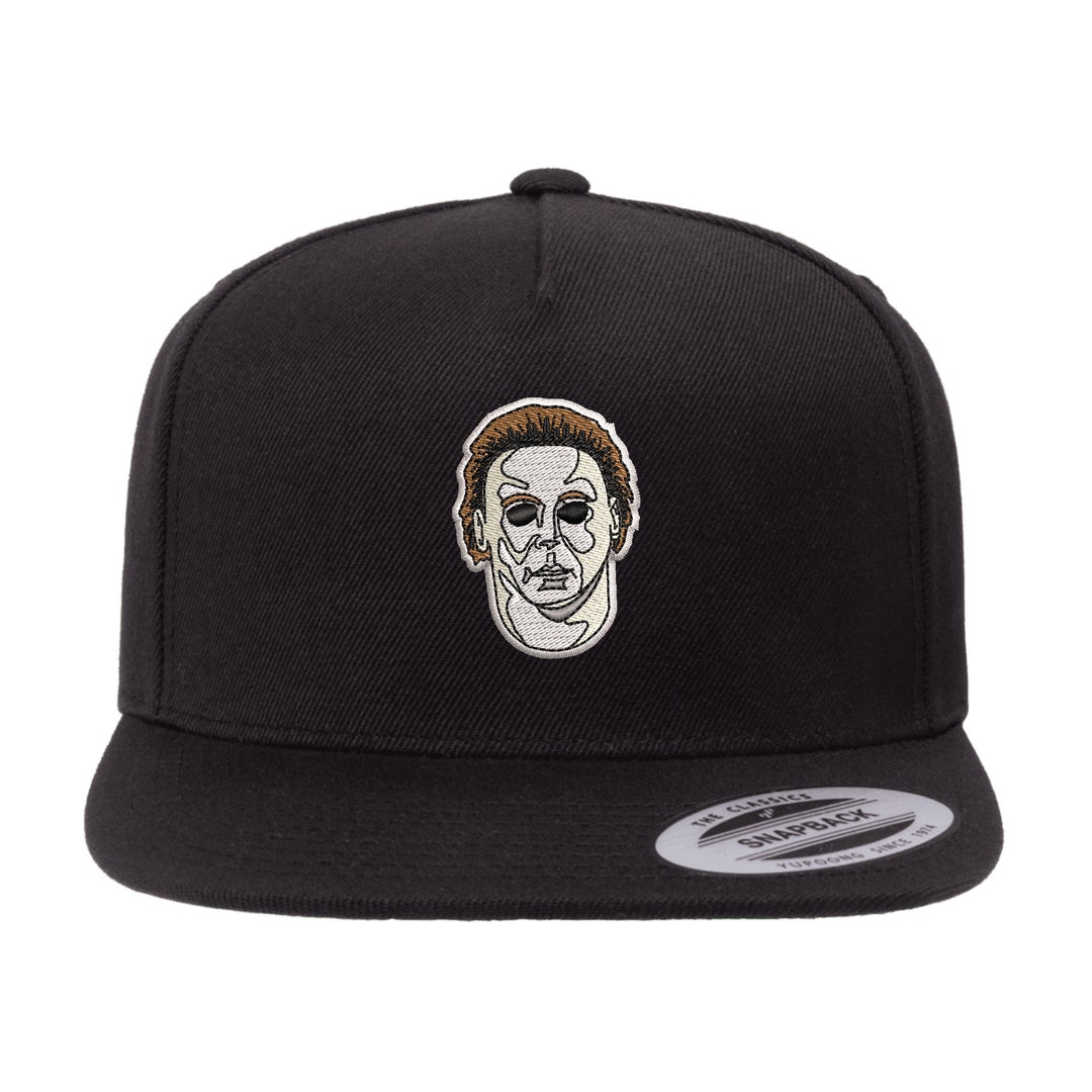 Halloween Michael Myers Mask Logo Embroidered 5 Panel Flat Bill ...