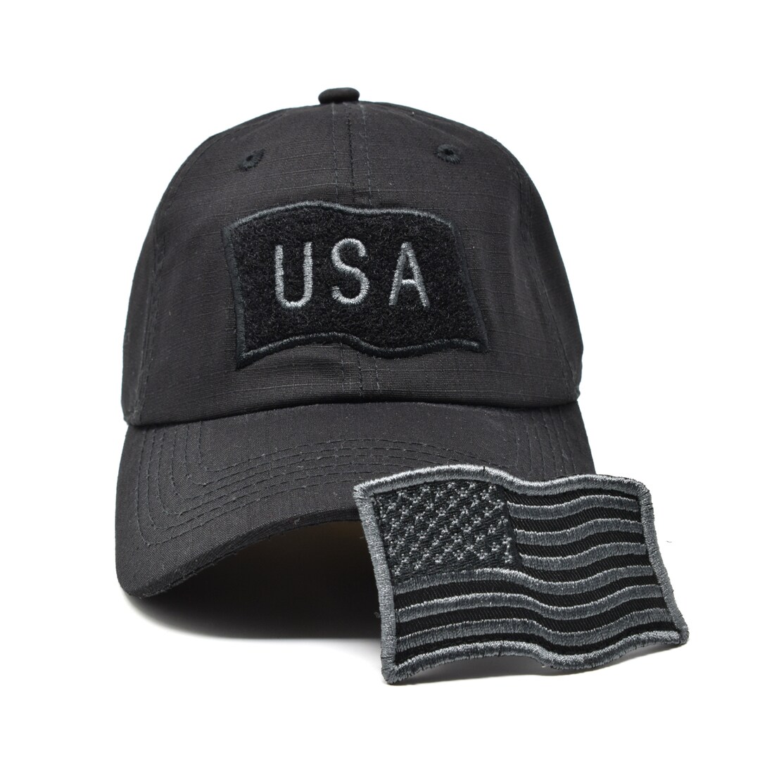 USA Hook and Loop American Flag Front Patch Adjustable Baseball Cap ...