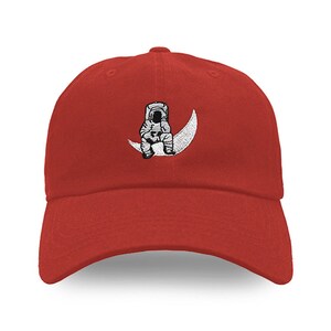 Man on the Moon Embroidered Premium Cotton Adjustable Baseball Dad Cap ...