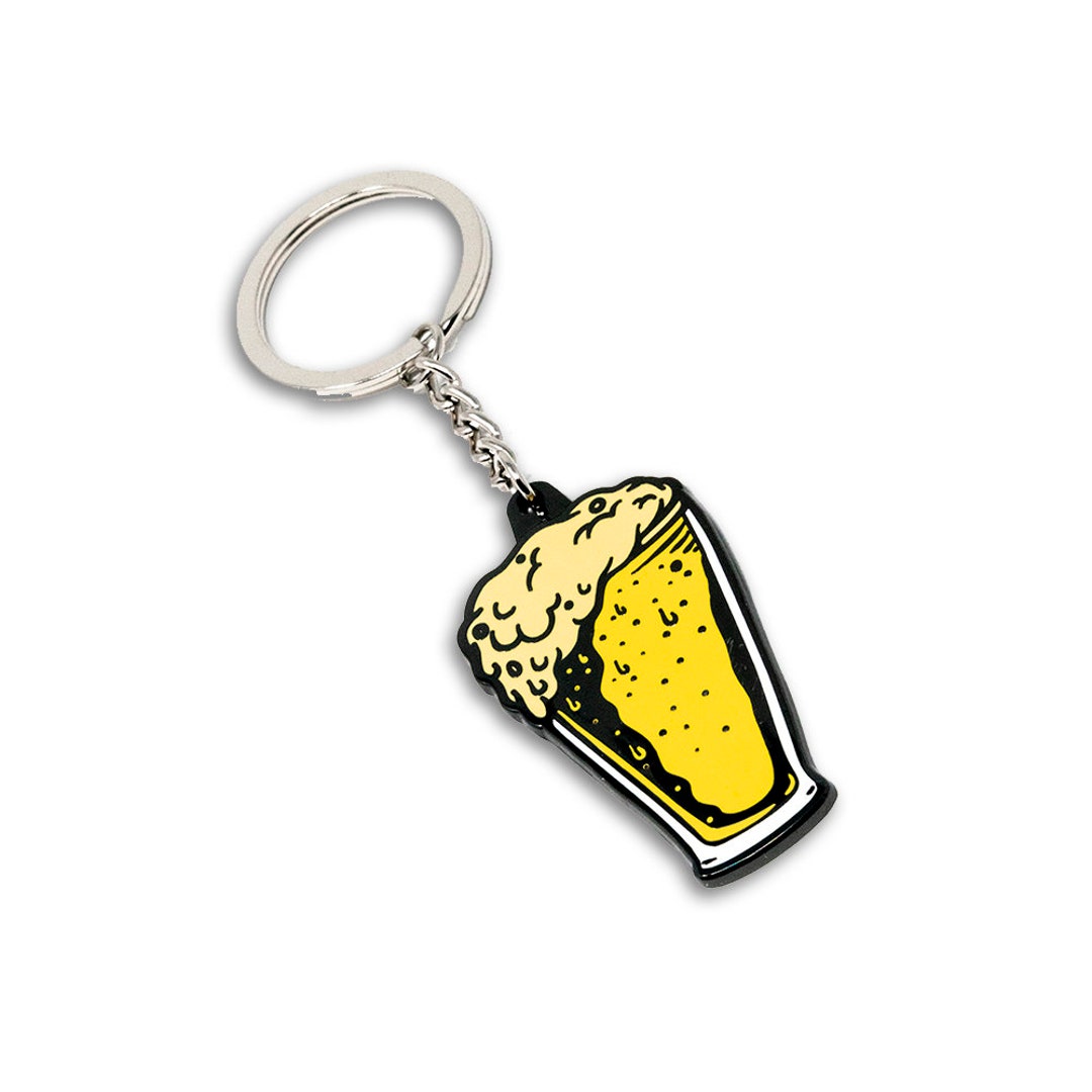 Beer Glass Iron Custom Keychain Key Holder Black Chrome Enamel Style ...
