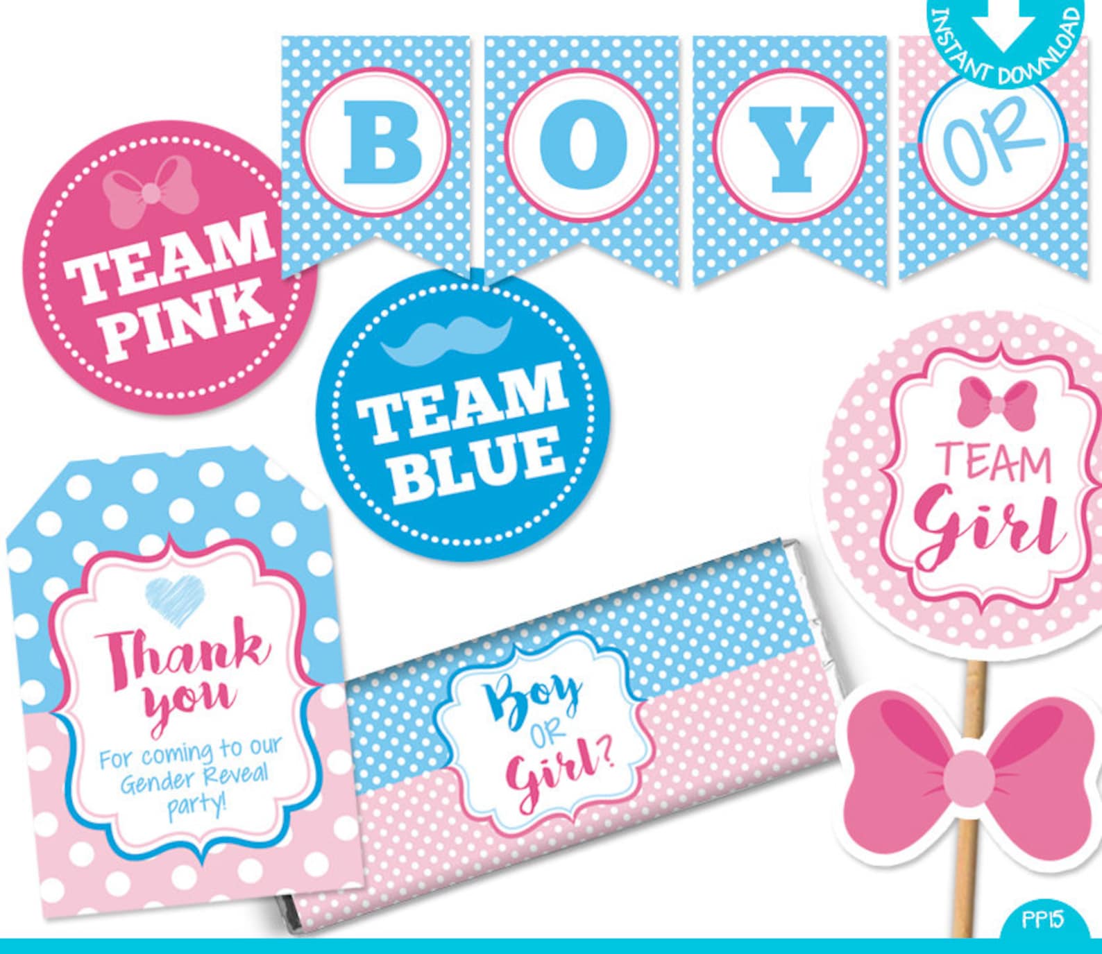 Gender Reveal Print Yourself Party Decorations, Printable Baby Shower ...